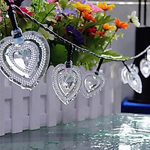 WONFAST Solar Heart String Lights, Waterproof 20ft 30LED Heart-Shaped 8 Mode Solar Starry Wedding Party Ambiance Lighting Fairy Lights for Outdoor Garden Home Christmas Valentine's Day Decor(Red)