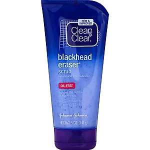 Clean & Clear Blackhead Eraser Oil-Free Facial Scrub with 2% Salicylic Acid Acne Medication, Exfoliating Daily Face Scrub for Acne-Prone Skin Care, 5 oz