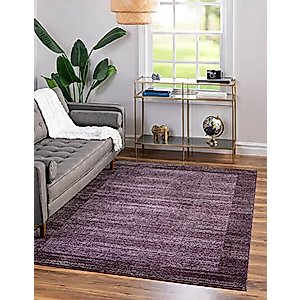 Unique Loom Del Mar Collection Area Rug-Transitional Inspired with Modern Contemporary Design, 6' 0 x 9' 0 Rectangular, Violet/Ivory