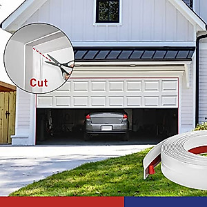 FOSLUOC Garage Door Seal Top and Sides Seal Strip White 34.4FT Rubber Weather Stripping Replacement Soft and Hard Composite, Weatherproofing Universal Sealing Professional.