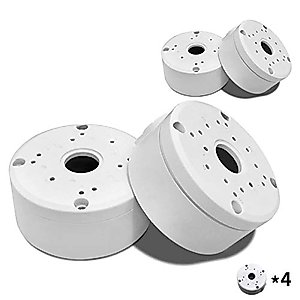 (Waterproof Camera Junction Box) Universal Bullet Security Camera Mount Bracket Hide Cable, Metal Electric Enclosure, Outdoor Camera Cover, Base Junction Box for CCTV Cams (4 Pack)