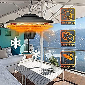 MIDAT Solar Heater for Greenhouse, 750W/1500W, Low Noise, Electric Outdoor Aluminium Ceiling Mounted Garden Table Top Patio Restaurant, Bar, 17IN