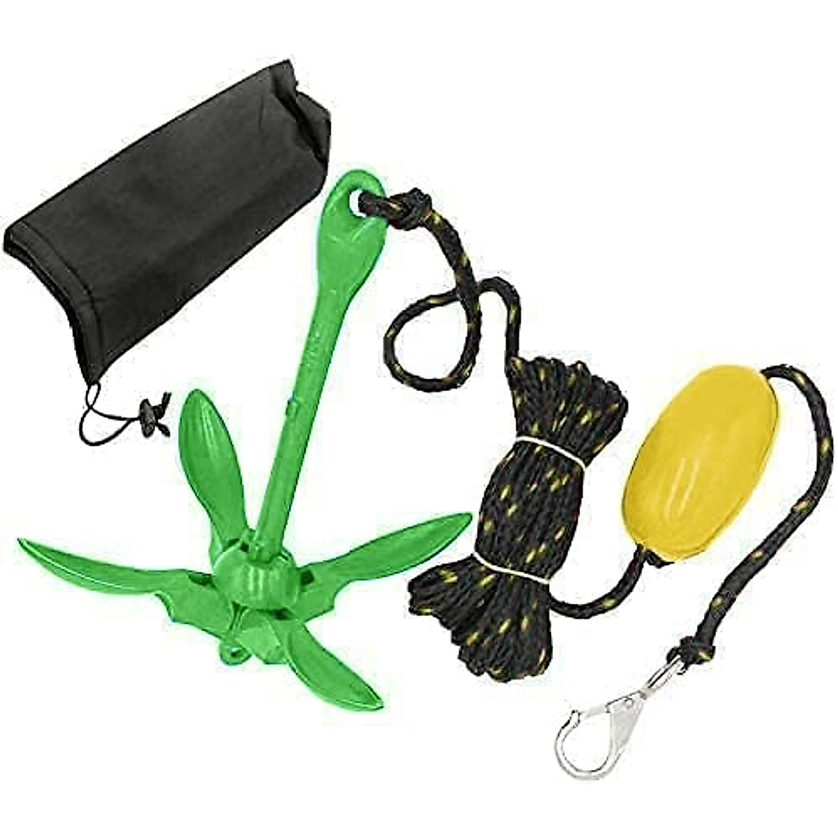 XIALUO Marine Green Kayak Anchor Kits 7 lb Folding Anchor Accessories with 50 ft Rope for Fishing Kayaks, Canoe, Jet Ski, SUP Paddle Board and Small Boats