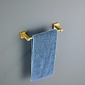 Wall Mounted Towel Rack for Bathroom, Brushed Gold Towel Bar with Stainless Rack and Hand Towel Holder, Bathroom Towel Racks and Shower Towel Rack (Gold, 12 Inch)…