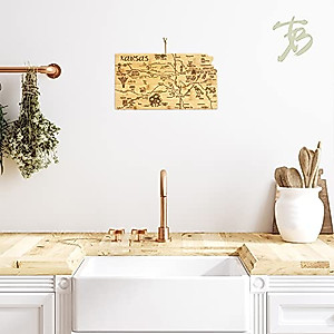 Totally Bamboo Destination Kansas State Shaped Serving and Cutting Board, Includes Hang Tie for Wall Display