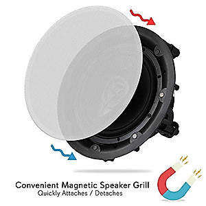 Pyle Ceiling and Wall Mount Speaker - Wireless Bluetooth 8” Dual 2-Way Audio Stereo Sound Subwoofer Kit with, 360 Watts, in-Wall & in-Ceiling Flush Mount for Home Surround System - Pyle PWRC85BT