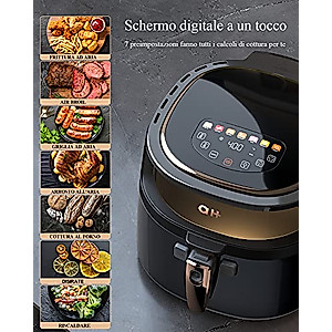 Large Air Fryer 8 Quart with Viewing Window, Big Capacity Family Size Oilless Airfryer Oven with 100 Recipt Digital Recipe Cookbook, Nonstick Basket and Dishwasher Safe