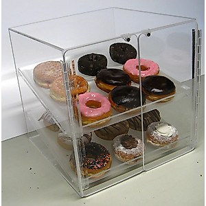 Self Serve Pastry or Donut Display Case 2 Trays for Deli Bakery Convenience Stores Display Bagel cakes and Keeps Fresh