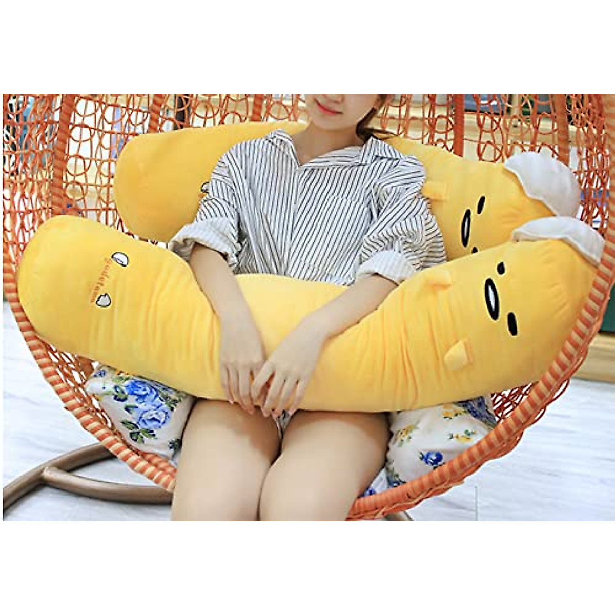 Vickstco The Lazy Cute Egg Soft Long Throw Sleeping Pillow Lifelike Cartoon Pillows Home Decor