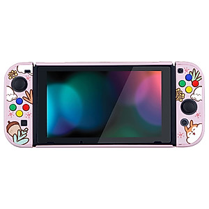 eXtremeRate PlayVital Back Cover for Nintendo Switch Console, Separable Protector Hard Shell for Joycon, Dockable Protective Case with Colorful ABXY Direction Button Caps - Squirrel with Acorn