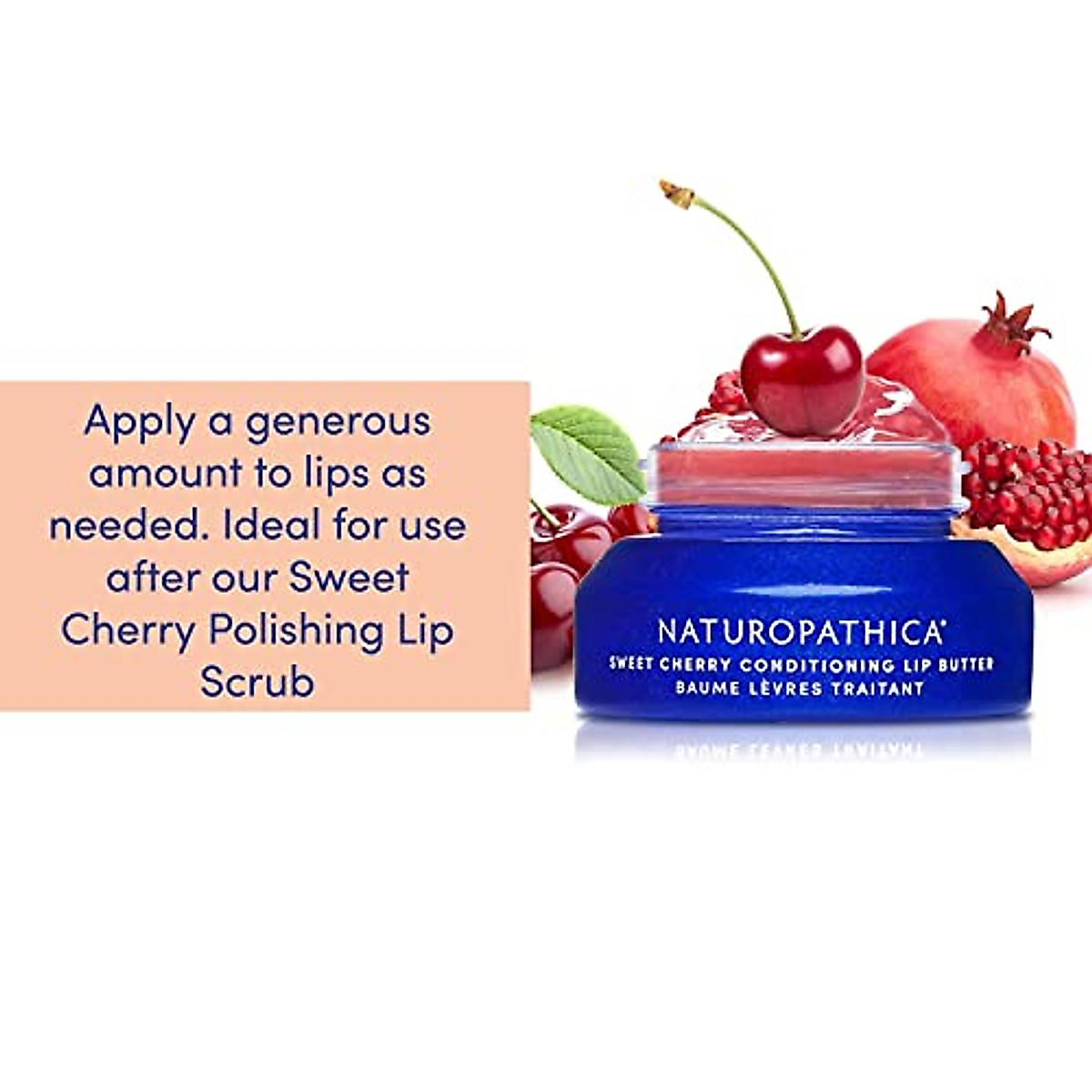Naturopathica Sweet Cherry Conditioning Lip Butter - Nourishing Lip Treatment w/Pomegranate & Jojoba - Vegan, Made in USA, 0.5 oz. (15 ml)
