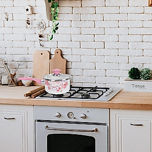 YARDWE Enamel Sauce Pan Non- Stick Milk Pot Pasta Cooking Pot Small Noodle Soup Pot Enamelware Pot Enamel Cookware with Lid