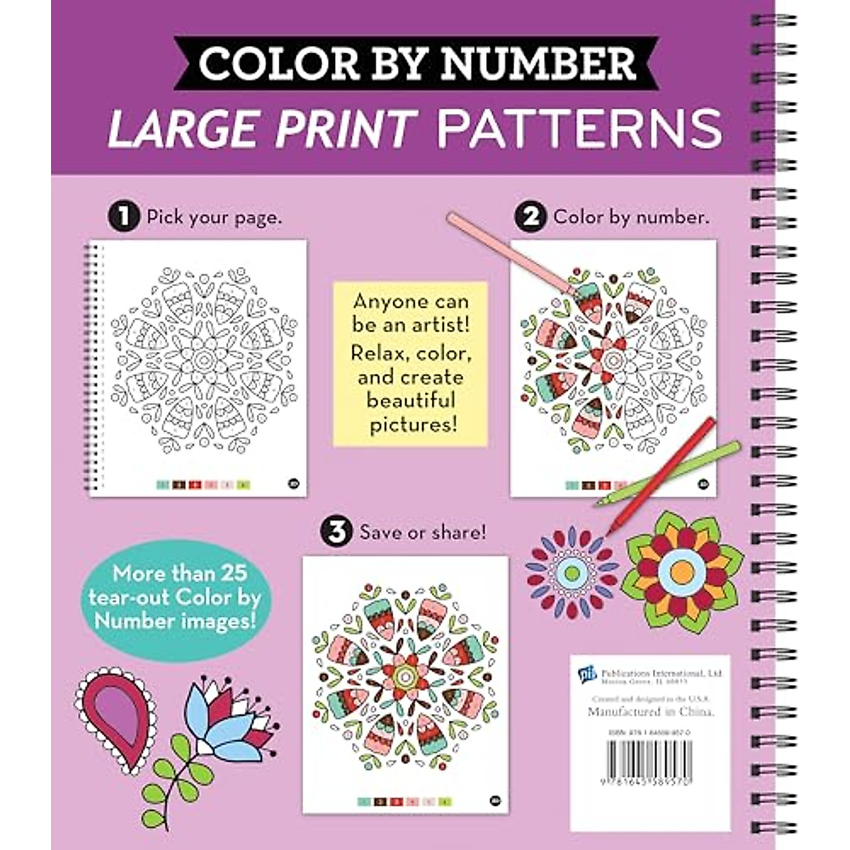 Brain Games - Color by Number - Large Print: Patterns (Stress Free Coloring Book)