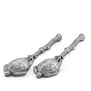 Arthur Court Salad Servers Sea Turtle Metal Pair Ocean Coastal Table 2 pieces Cast Aluminum 11.5 inch Long