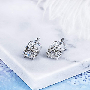 YOQUCOL 7MM Clip On Stud Earrings Square Cubic Zirconia Crystal Not Pierced Studs Earrings For Women