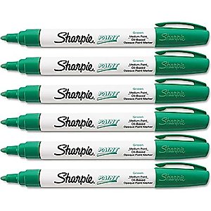 Sharpie Oil-Based Paint Marker, Medium Point, Green Ink, Pack of 6