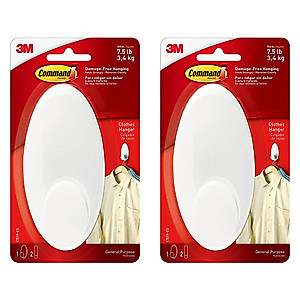 Command Clothes Hanger, 1 Hanger, 2 Strips/Pack, White, Large (Pack of 2)