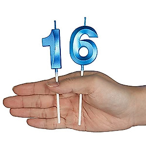 Blue 50th Birthday Candles for Cakes, Number 50 5 Glitter Candle Cake Topper for Party Anniversary Wedding Celebration Decoration