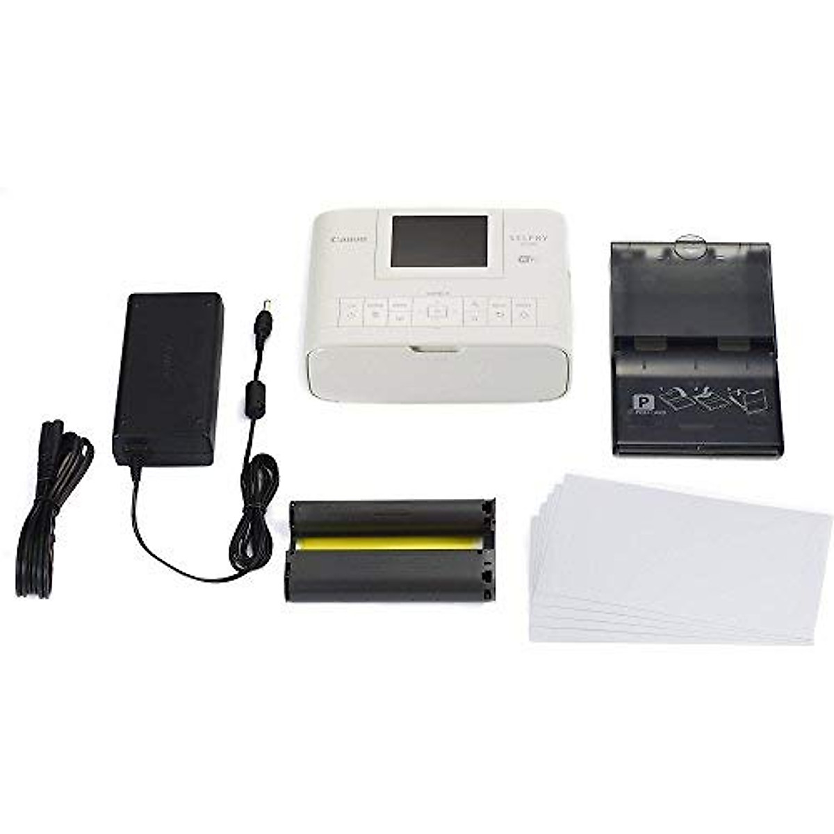 Canon SELPHY CP1300 Compact Photo Printer (White) with WiFi and Accessory Bundle w/Canon Color Ink and Paper Set