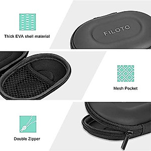 Filoto Earbud Case, AirPods Pro 2nd Generation Case Portable Carrying Case Small Storage Bag, Earphone Accessories Organizer Hard EVA Shockproof Cover with Carabiner Clip (Black)