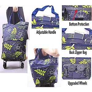 Cowinbest Upgrade Shopping Bag with Wheels Portable Trolley Bags Grocery Cart Hand Pulling Utility with Hand Straps Folding Shopping Cart(B0BB1BK2BY)