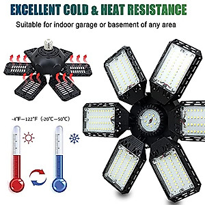 2-Pack LED Garage Lights, 160W Garage Light, 16000LM 6500K Garage Lights Ceiling Led Bulb with 6+1 Adjustable Panels, Garage Led Light Fixtures, LED Shop Light for Garage Basement Workshop Attic