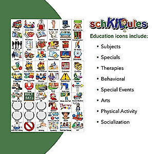 SchKIDules Visual Schedule for Kids 87Pc Education Collection - Classroom and Homeschool Visual Supports: 66 School-Themed Magnets and 21 Headings for Preschool, Special Ed, Autism, ADHD
