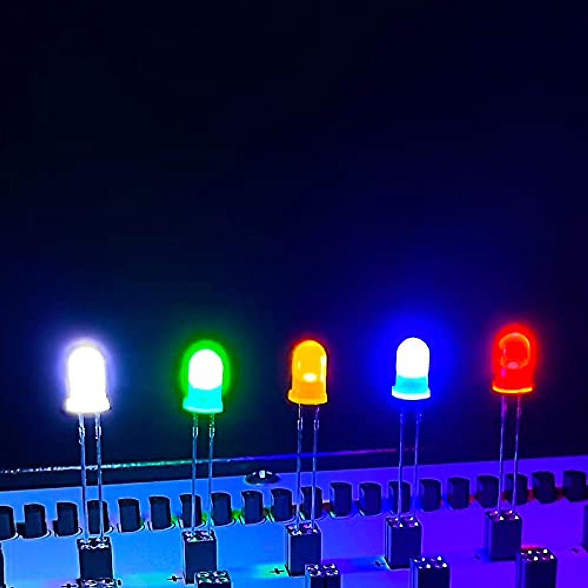 Brilinker 50 Pcs 5mm LED Light Emitting Diodes Bulb LED Lamp- Clear and Transparent DC 6V-13V 20mA with Resistance- DIY Science Project Electronics Components Lighting Kit (Red)