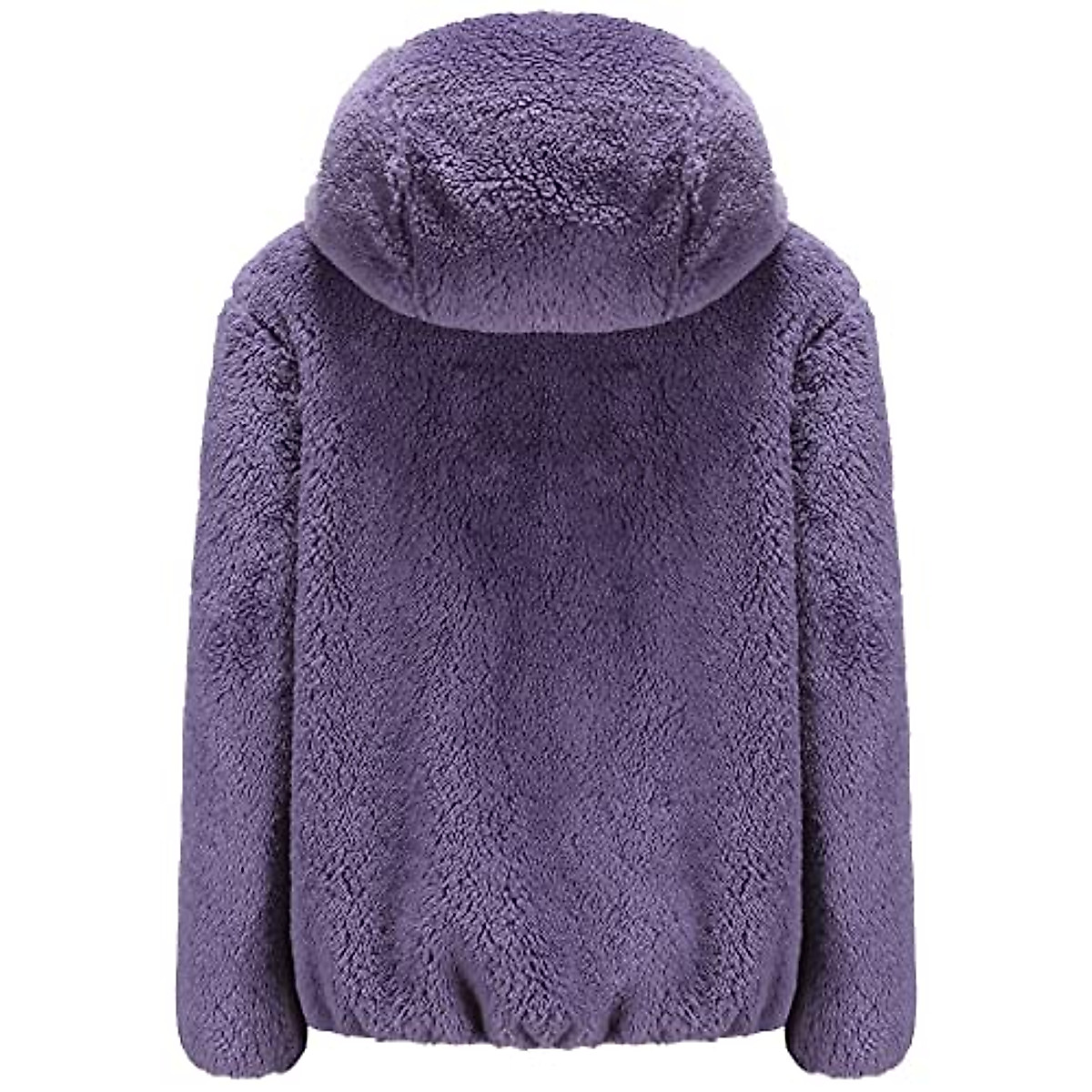 Girl's Jacket Kids Full Zip Ultra Soft Sherpa Fleece Hoodie Sweatshirt Dark Purple 16-18Years