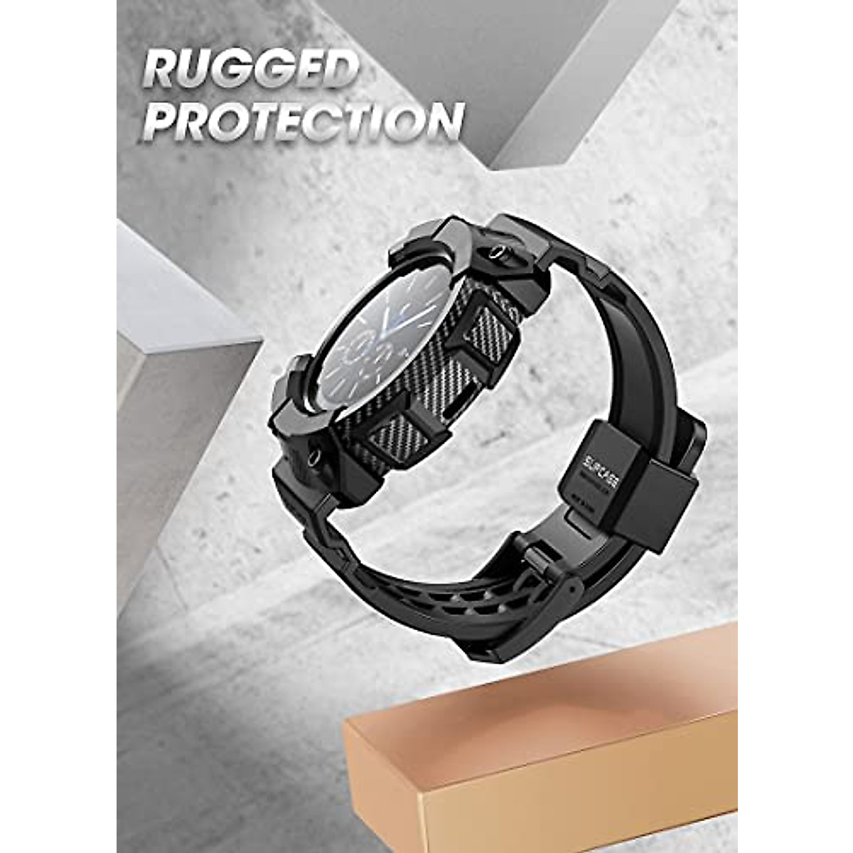 SUPCASE [Unicorn Beetle Pro] Series Case for Galaxy Watch 3 [45mm] 2020 Release, Rugged Protective Case with Strap Bands (Black)