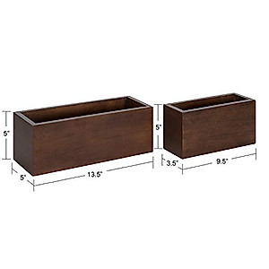 Kate and Laurel Domio Mid-Century Pocket Wall Organizer, Set of 2, Walnut Brown, Wood Office Organizer for Wall