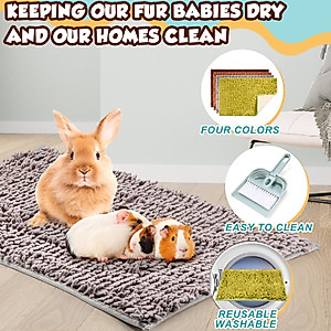 Timgle 4 Pieces Guinea Pig Cage Liners with Cleaner Set Washable Reusable Guinea Pig Bedding Absorbent for Guinea Pig Training Pad Supplies and Other Small Animals, Mixed Colors (24 x 16 Inch)