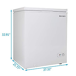 ROVSUN 5.0 Cubic Feet Chest Freezer, Compact Freezer with Top Open Door, Adjustable Thermostat, Ideal for Home Kitchen Office, White/Black (5.0 Cu.ft - White)