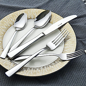 HISSF Cutlery Set, Silverware Set Serive for 6, 30 Pcs Stainless Steel Forks Spoons and Knives Set, Silver