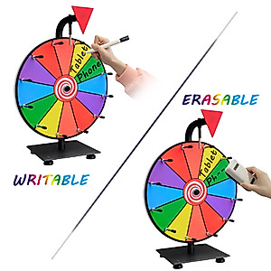 iElyiEsy 12 Inch Spinning Wheel for Prizes 12 Slots Spinner with Stand, Dry Erase Marker and Eraser for Trade Show Carnival Party Pub Fortune Game