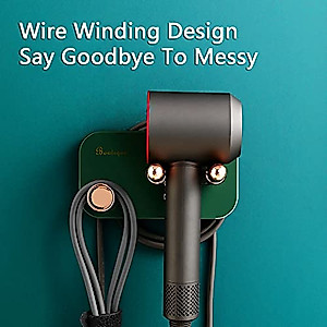 Hair Dryer Wall Mount, Jade Green Blow Dryer Holder, Self Adhesive Hair Dryer Holder Wall Mounted, Hairdryer Holder for Dyson Supersonic Hair Dryer, Bathroom Hair Dryer Hanger（Jade Green）