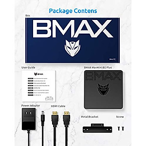 Bmax Mini PC 6GB DDR3/64GB eMMC Celeron N3350 (Up to 2.4 GHz) Support 512GB/2TB M.2 SSD Expansion, HDMI+VGA Port 4K HD Dual Display, 2.4G/5G Dual WiFi BT4.2, Micro Computer B1 Plus