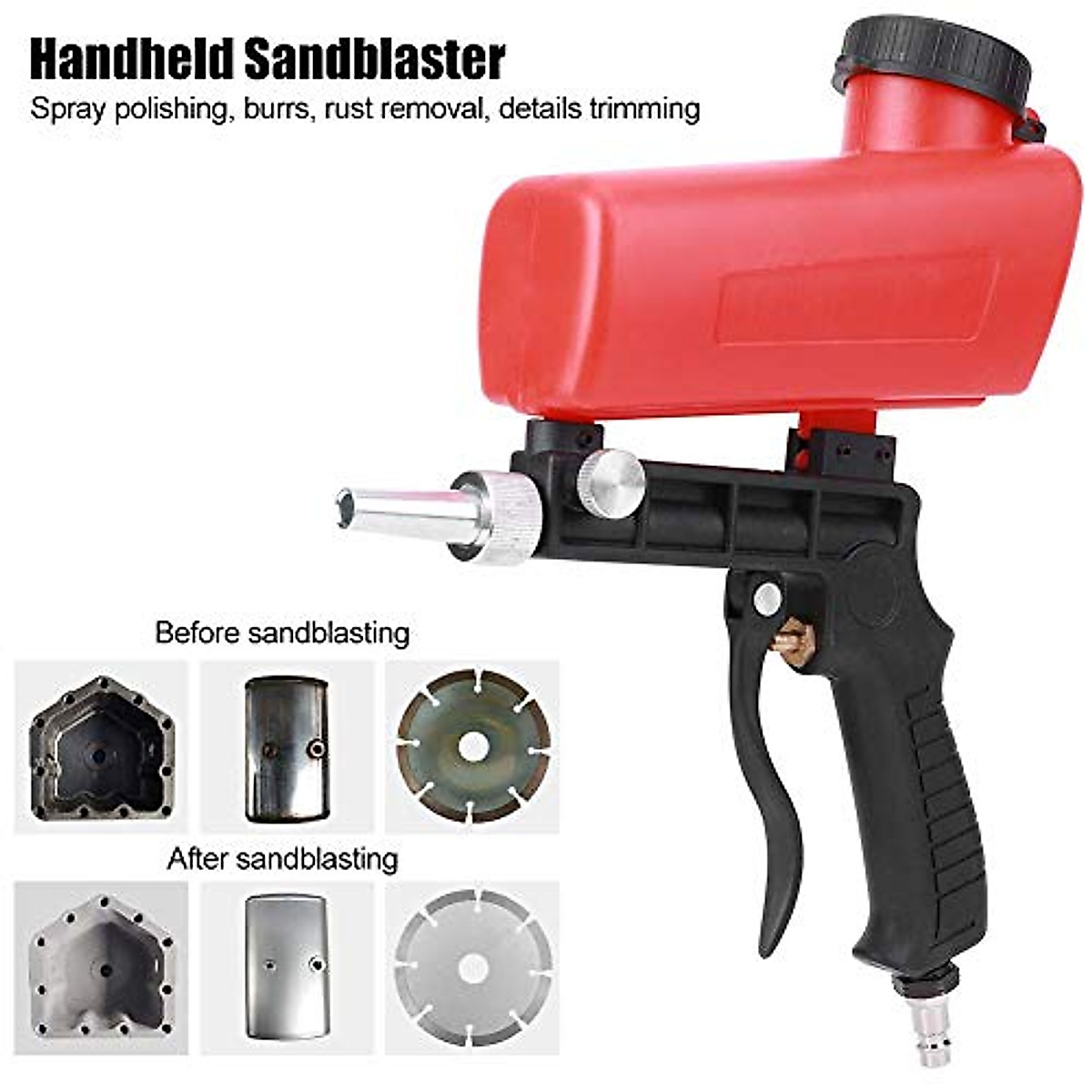 Abrasive Air Sand Blaster Hand held Gun Replaceable Steel Nozzle Industrial Supplies Length Approx 255mm with Accessory Bag for Spray Polishing