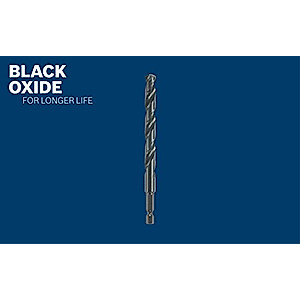 BOSCH BL5IM 5-Piece Assorted Set Black Oxide Metal Drill Bits Impact Tough with Impact-Rated Hex Shank for Applications in Steel, Copper, Aluminum, Brass, Oak, MDF, Pine, PVC and More