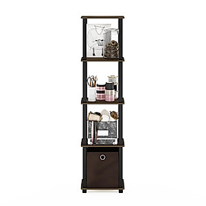 FURINNO TNT No Tools 5-Tier Display Decorative Shelf, Columbia Walnut/Black/Dark Brown