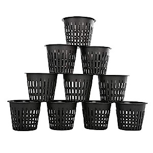 50 PCS 3 Inch Heavy Duty Net Pots,Hydroponic Cups,Garden Plastic Slotted Mesh Net Cups,Plant Nursery Net Pots for Hydroponics,Slotted Mesh(Black)