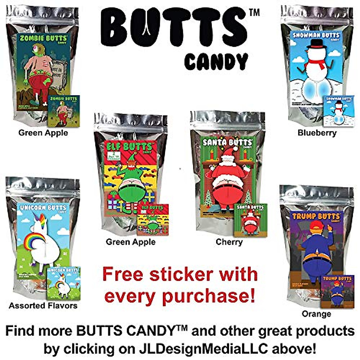 Monster Butts Gummy Grape Flavored Fruit Jelly Disks Fun Unique Halloween Candy Gag Gift for Birthday Girls, Boys, Kids & Teens (5.5 Ounce)