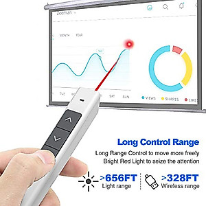 NORWII N26 Wireless Presenter with Laser Pointer 300 FT, 2.4GHz Presentation Clicker for Powerpoint Presentation, PPT Powerpoint Clicker for Presentation Remote Google Slide Clicker