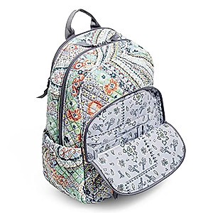 Vera Bradley Women's Cotton Campus Backpack, Citrus Paisley - Recycled Cotton, One Size
