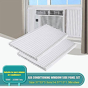 tangchen Window Air Conditioner Side Panels with Frame, Room AC Accordion Filler Curtain Kit Replacement, Adjustable Insulation AC Side Panel for Preventing Heat Noise
