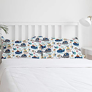 Duvet Cover, Washed Microfiber Comforters Twin Size, Ocean Adventure Submarine Cute Animals Duvet Cover and 2 Pillow Shams, Room Decor Aesthetic 3 Piece Bedding Sets Twin for Kids Teens Adults