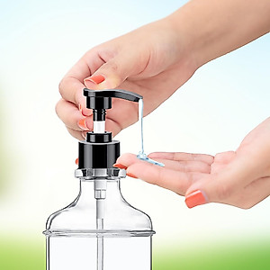 Clear Soap Dispenser with Pump, Waterproof Labels (2 Pack,18 Oz), Plastic Hand Soap Dispenser, Dish Soap Dispenser for Kitchen and Bathroom, Soap Dispenser Bathroom Bottle