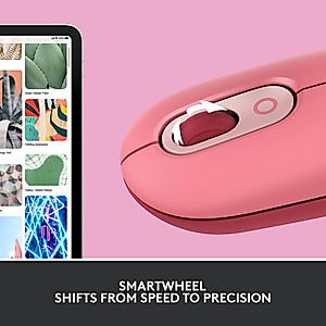 Logitech POP Mouse, Wireless Mouse with Customizable Emojis, SilentTouch Technology, Precision/Speed Scroll, Compact Design, Bluetooth, Multi-Device, OS Compatible - Heartbreaker Rose