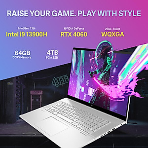 HP Envy 16" WQXGA Touchscreen Business Gaming Laptop, Intel Core i9-13900H, NVIDIA RTX 4060 8G, 64GB DDR5 RAM, 4TB PCIe SSD, Backlit Keyboard, B&O Audio, 5MP Camera, Silver, Win 11, 32GB USB Card