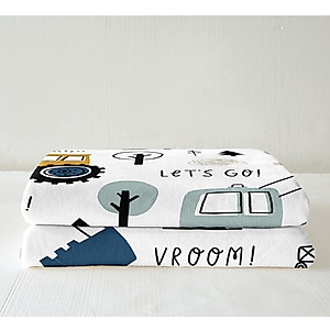 Cartoon Car Kids Fleece Throw Blanket Construction Sherpa Blanket Decor Equipment Trucks Plush Blanket Cartoon Car Excavator Tractor White Yellow Fuzzy Blanket Bedroom Flannal Blanket Queen 90"x90"